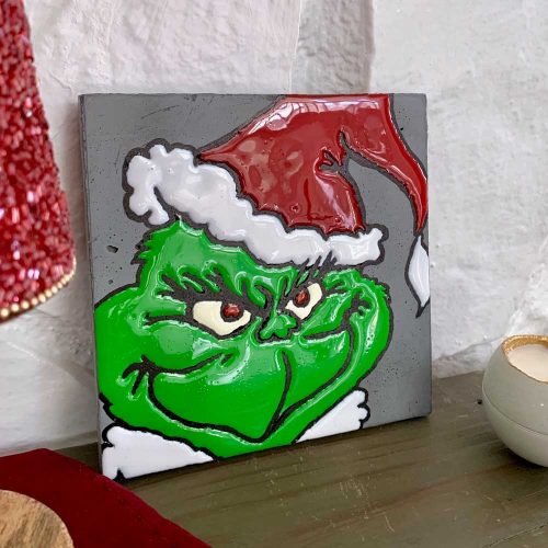 DIY Cement Grinch Wall Tile Decor Tutorial –Paint With Resin