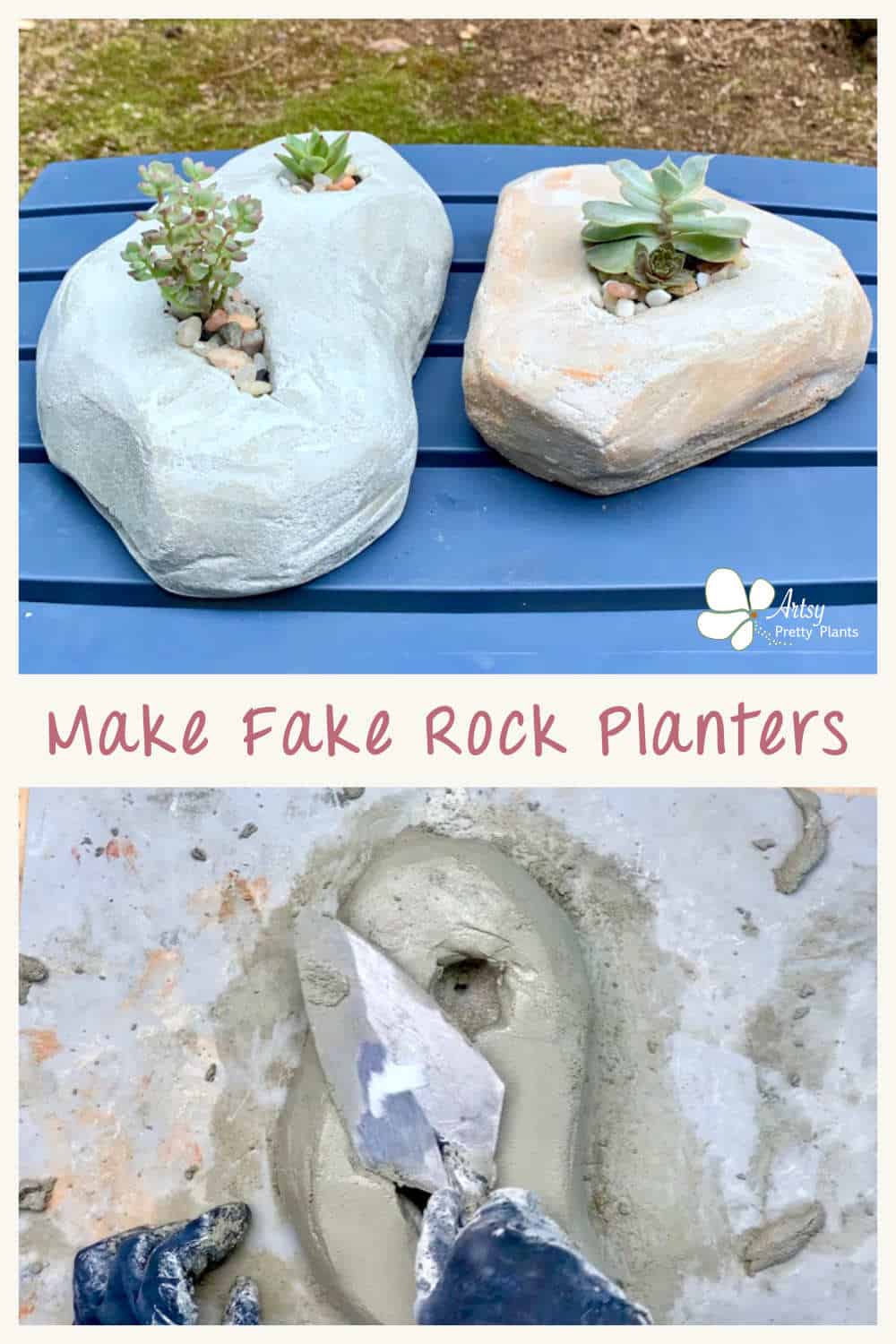 Make A DIY Faux Rock Planter From Cement | Artsy Pretty Plants