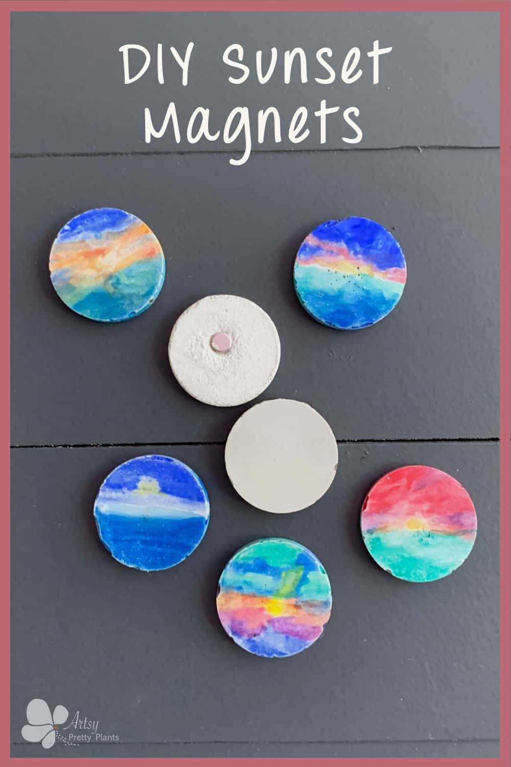 DIY Cement Magnets: With Watercolor Sunsets - Artsy Pretty Plants