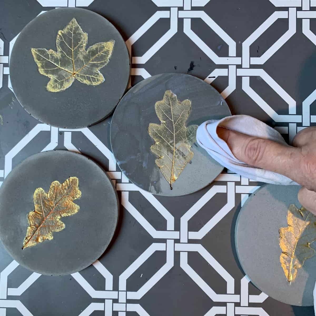 Concrete Coasters With Leaves–Easy DIY - Artsy Pretty Plants