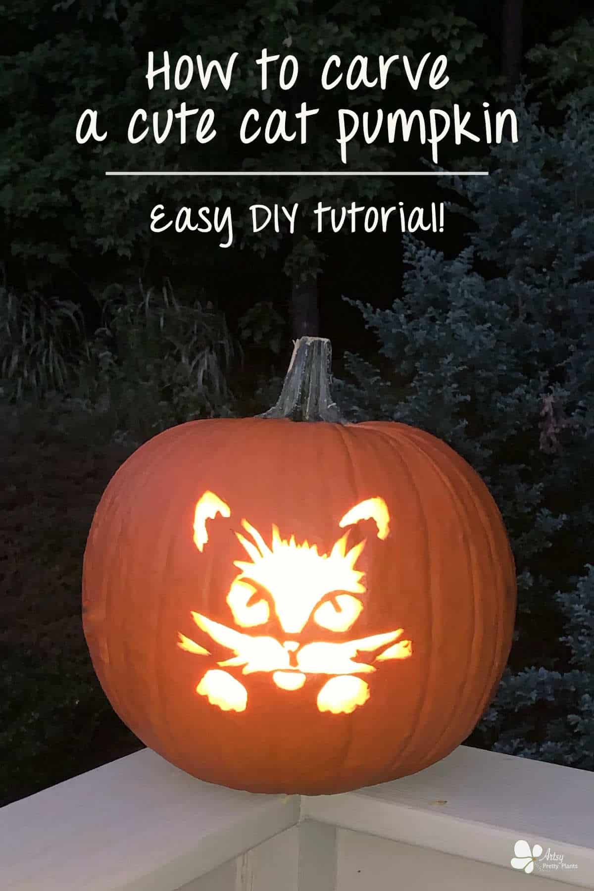 How To Make A Cute Cat Jack O’ Lantern DIY - Artsy Pretty Plants