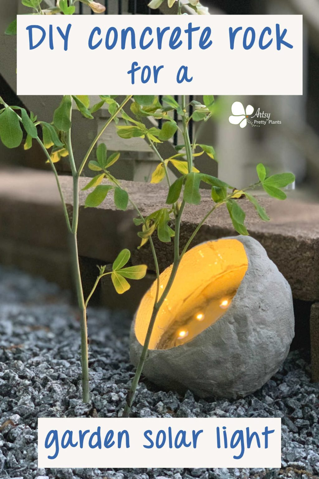 DIY Concrete Rock Solar Light - Artsy Pretty Plants