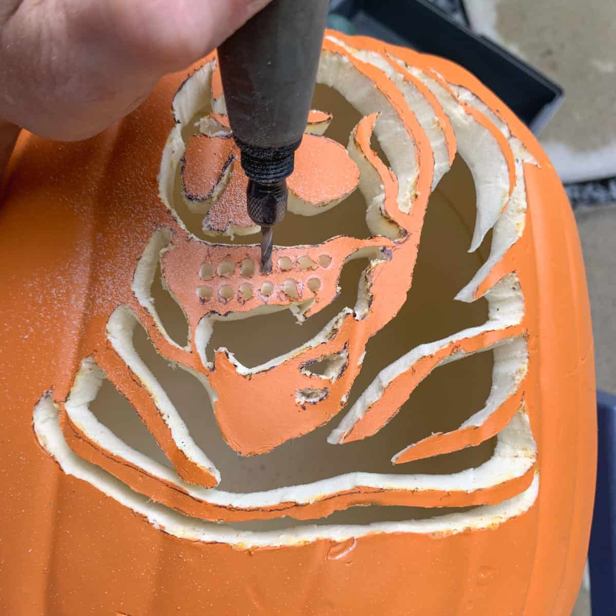 Carve a Foam Pumpkin Using a Carving Pattern - Artsy Pretty Plants