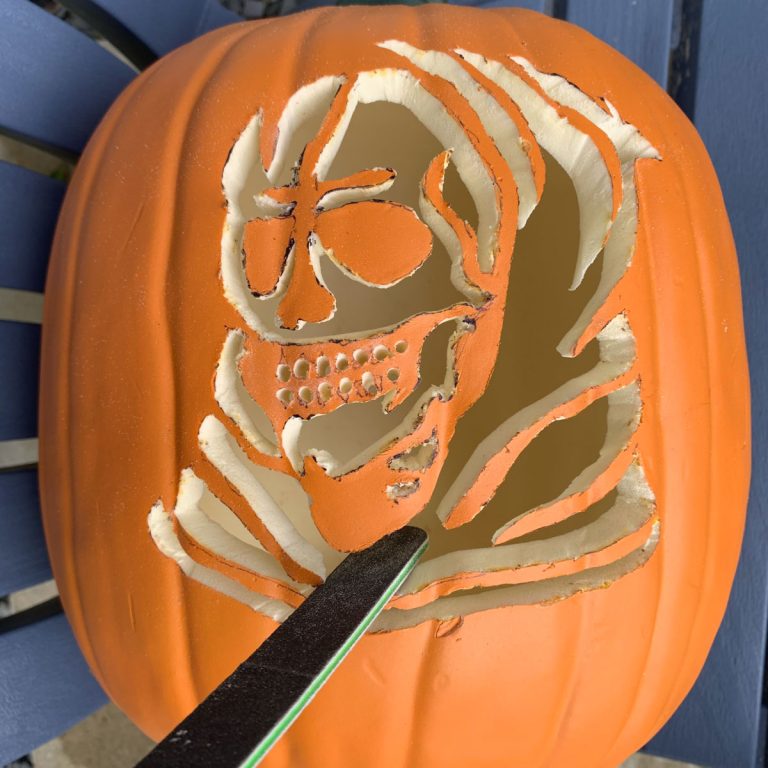 Carve a Foam Pumpkin Using a Carving Pattern - Artsy Pretty Plants