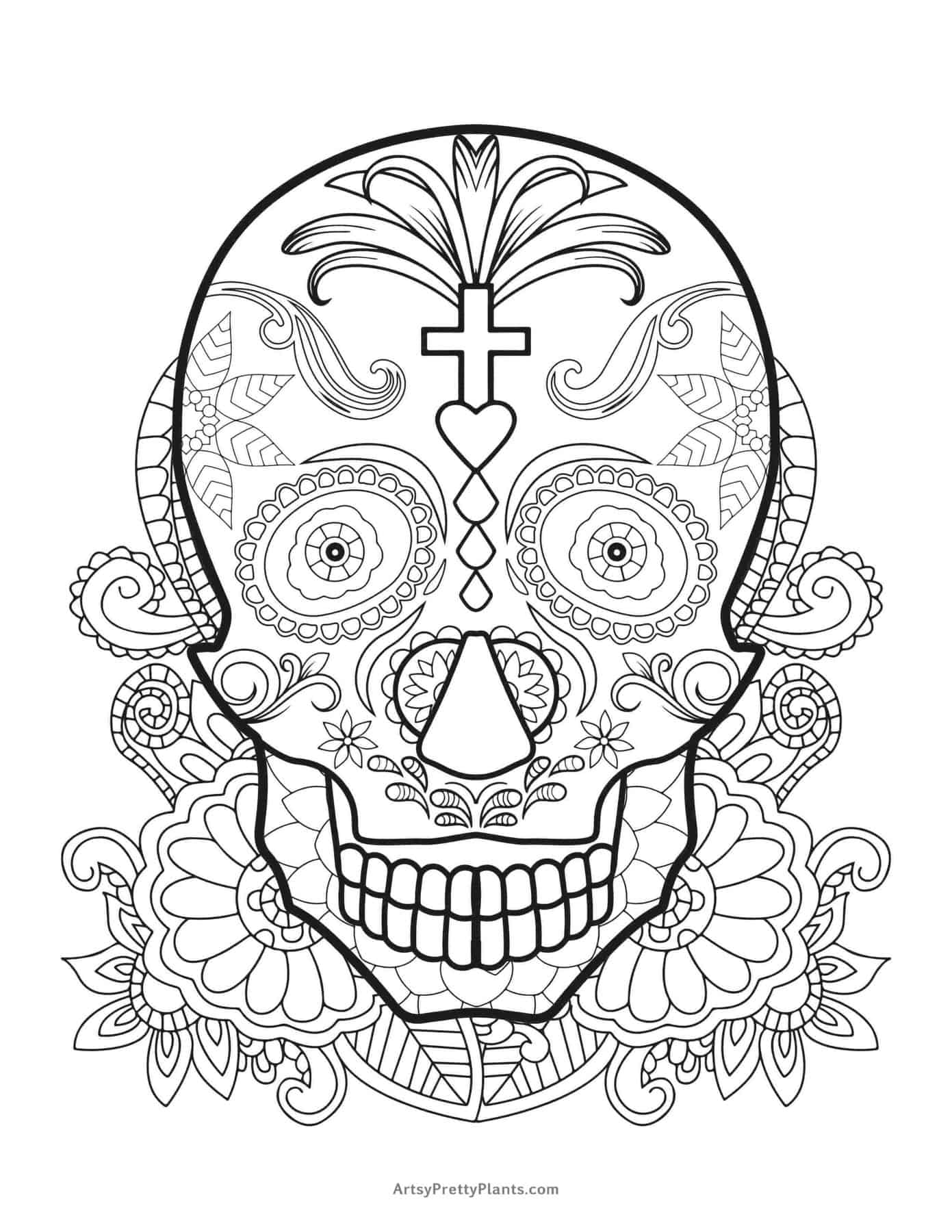 29 Free Sugar Skull Coloring Pages - Artsy Pretty Plants