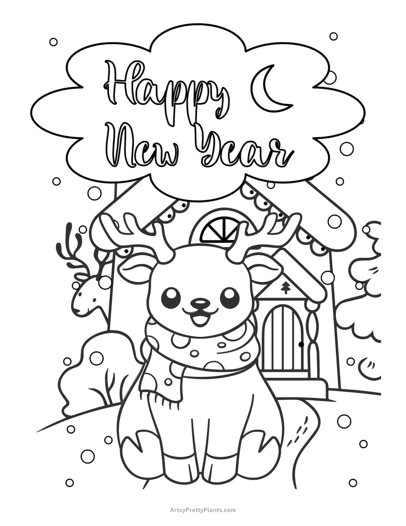 30 New Year Coloring Pages –Free Printables - Artsy Pretty Plants