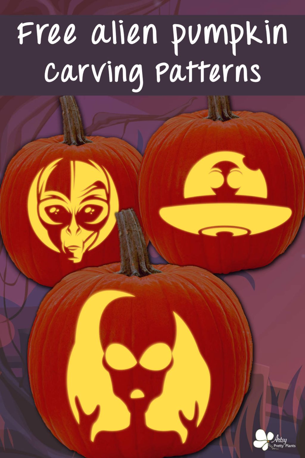 17 Free Alien Pumpkin Carving Patterns (Printable Stencils) - Artsy ...