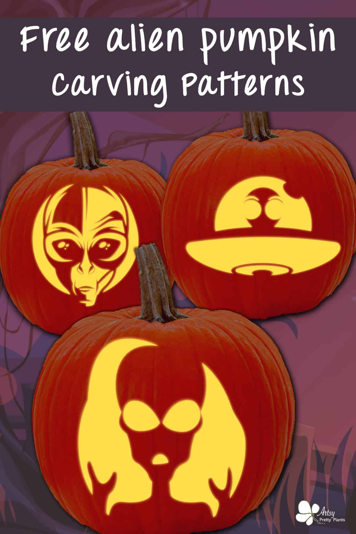17 Free Alien Pumpkin Carving Patterns (Printable Stencils) - Artsy ...