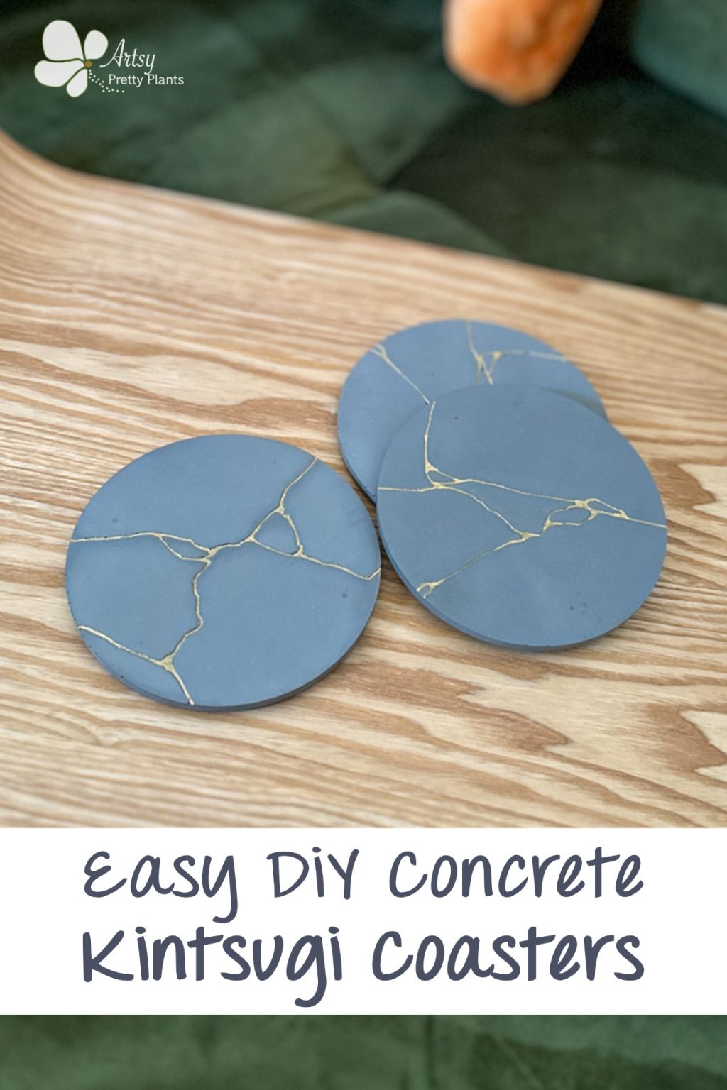 Easy DIY Concrete Kintsugi Coasters –Stylish Decor - Artsy Pretty Plants